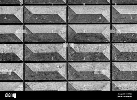 Rectangular Bas Relief Stone Tiled Blocks Close Up Texture Background
