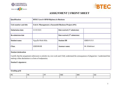 minh hieu asm2 greenwich da nang assignment 2 front sheet