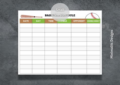 Baseball Schedule Template Printable Baseball Schedule Editable Baseball Game Schedule