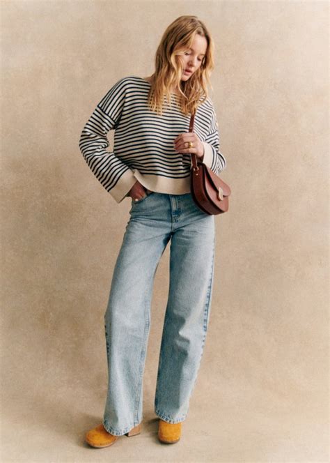 Daisy Jumper Natural Navy Organic Cotton Sézane