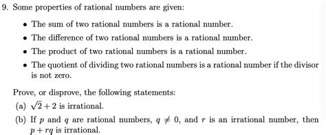 solved 9 some properties of rational numbers are given