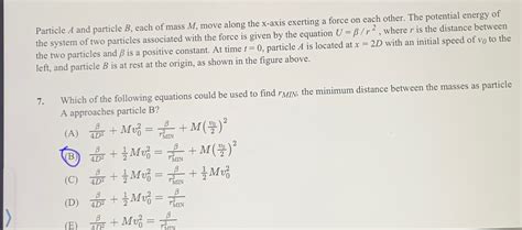 solved particle a and particle b ﻿each of mass m ﻿move