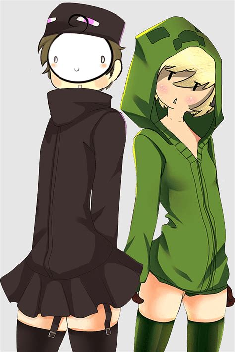 Minecraft Anime Enderman And Creeper