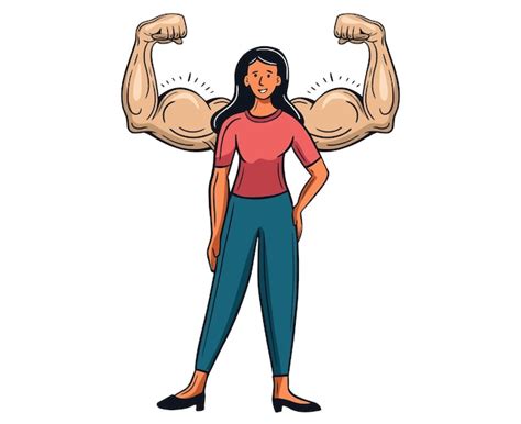 Premium Vector Strong Woman Fearless Girl With Strong Muscle Arm