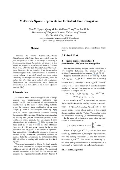 Pdf Multi Scale Sparse Representation For Robust Face Recognition
