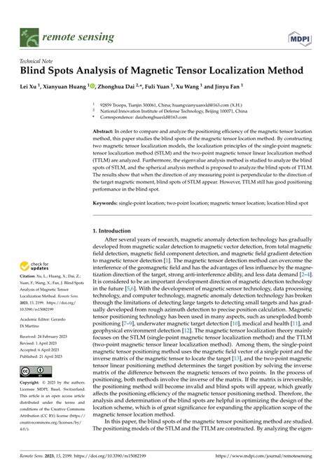 Pdf Blind Spots Analysis Of Magnetic Tensor Localization Method