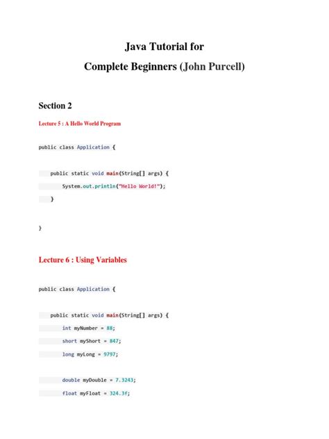 Java Tutorial For Beginner Pdf Array Data Structure Class