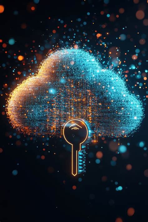 Digital Key Unlocking Secure Cloud Vault For Modern Technology And Data