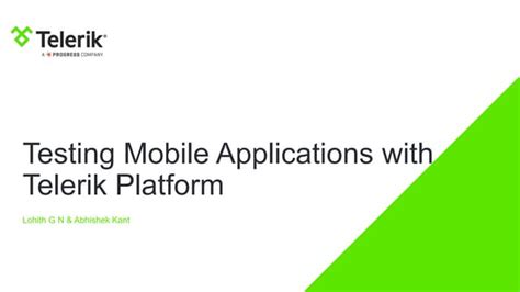 Testing Mobile Applications With Telerik Platform Ppt