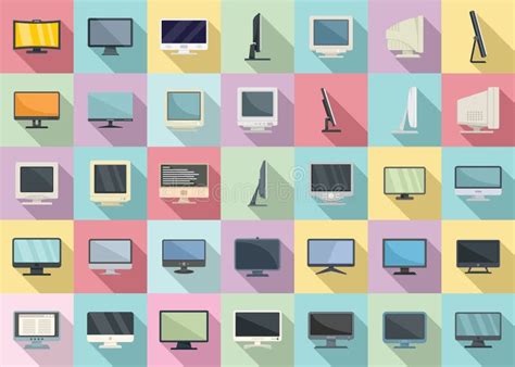 Monitor Icons Set Flat Vector Computer Screen Stock Vector