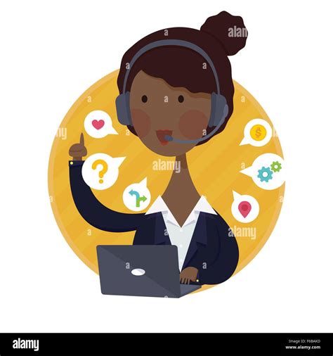 Vector Illustration Of Customer Support Help Desk African American
