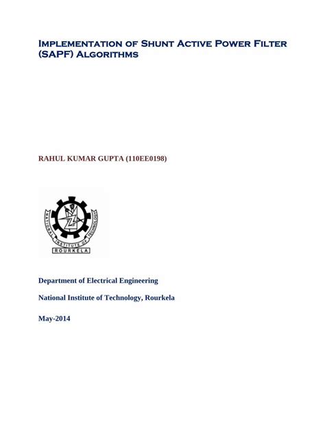 Pdf Implementation Of Shunt Active Power Filter Sapf
