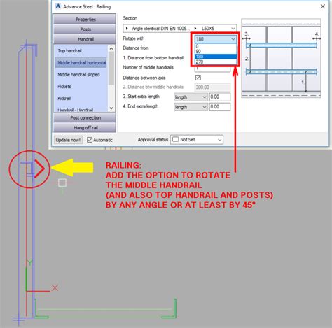 railing macro add the option to rotate members by 45° autodesk community