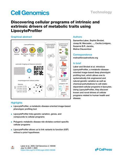Pdf Discovering Cellular Programs Of Intrinsic And Extrinsic Drivers Of Metabolic Traits Using