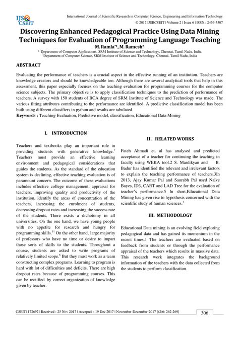 PDF Discovering Enhanced Pedagogical Practice Using Data Mining Techniques For Evaluation Of