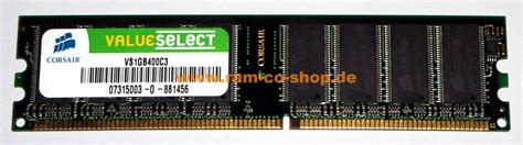 1 Gb Ddr Ram 184 Pin Pc 3200u Non Ecc Valueselect Corsair Vs1gb400c3 € 6 99