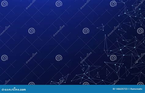 Abstract Polygonal Connections With Connecting Dots And Lines On A Blue Background Stock Vector