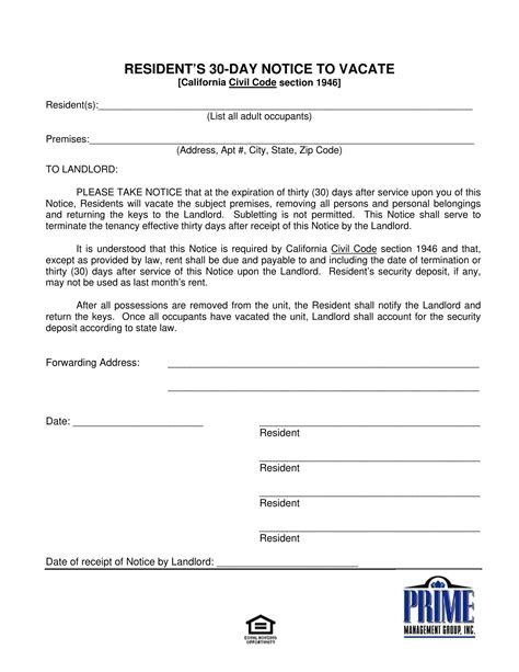 Texas 30 Day Notice To Vacate Pdf Form Formspal