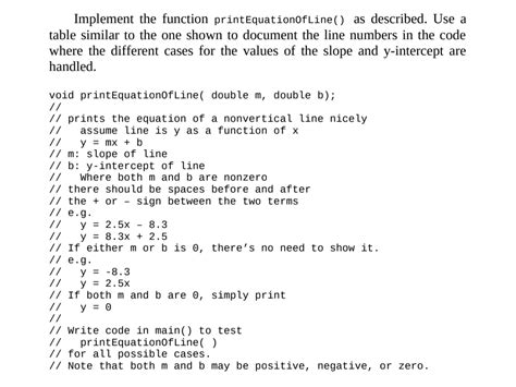 Solved Implement The Function PrintEquationofLine As Chegg Com