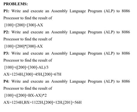 Solved Problems P1 Write And Execute An Assembly Language