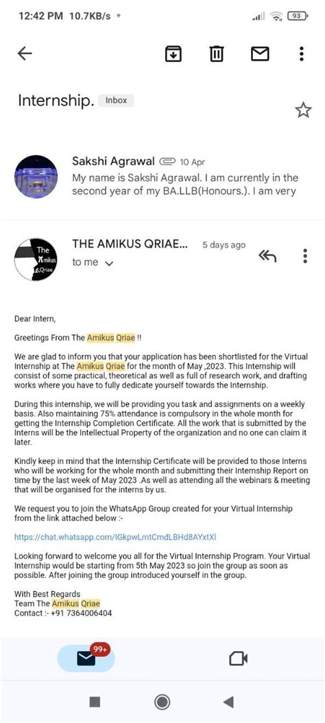 Sakshi Agrawal On Linkedin Amicusqriae Internship Intern Law