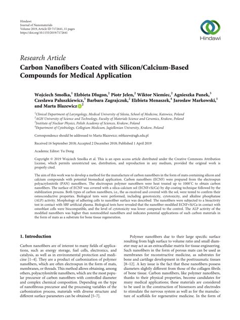 Pdf Carbon Nanofibers Coated With Siliconcalcium Based Compounds For