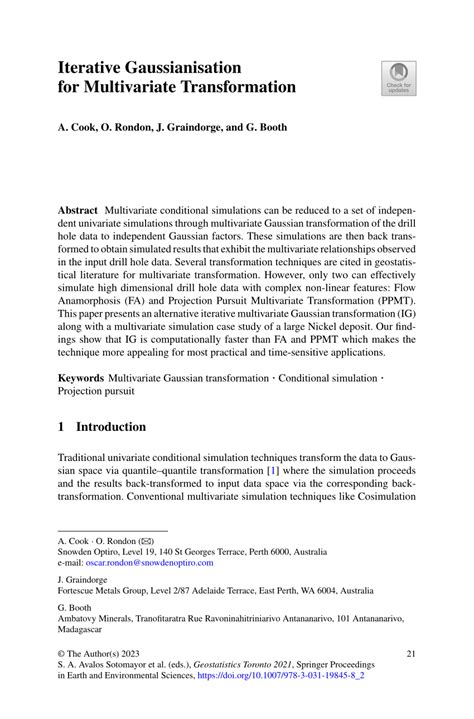 Pdf Iterative Gaussianisation For Multivariate Transformation