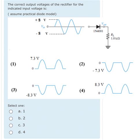 Solved The Correct Output Voltages Of The Rectifier For The
