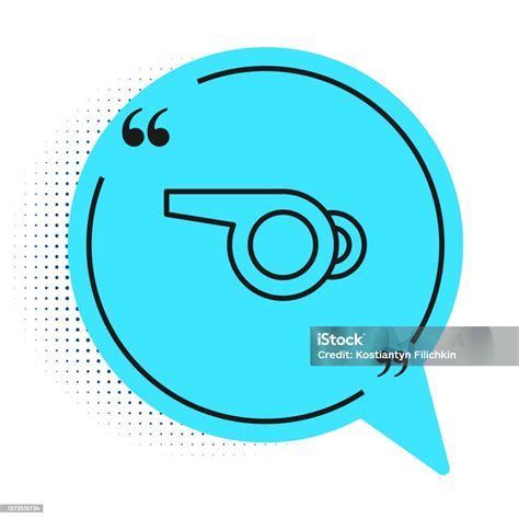 흰색 배경에 격리 된 검은 줄 휘파람 아이콘 심판 기호 피트니스 및 스포츠 표지판 파란색 음성 버블 기호입니다 벡터 호루라기에 대한 스톡 벡터 아트 및 기타 이미지 Istock