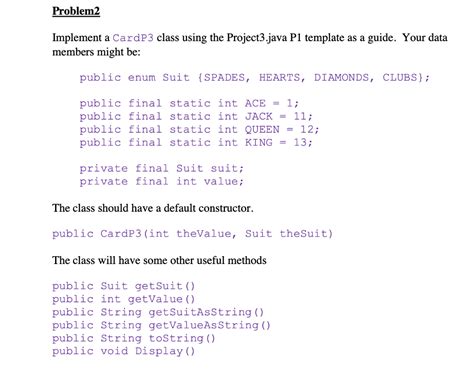solved implement a cardp3 class using the project 3 java p1