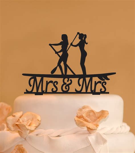 Stand Up Paddleboard With Mrs And Mrs Wedding Cake Topper Same Sex Marriage Wedding Cake