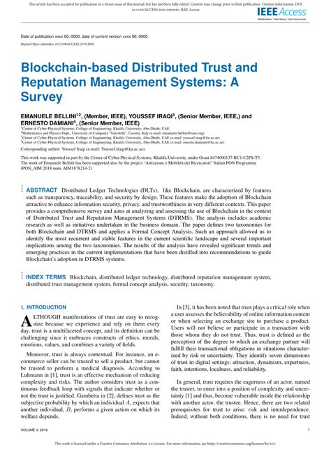 Pdf Blockchain Based Distributed Trust And Reputation Management