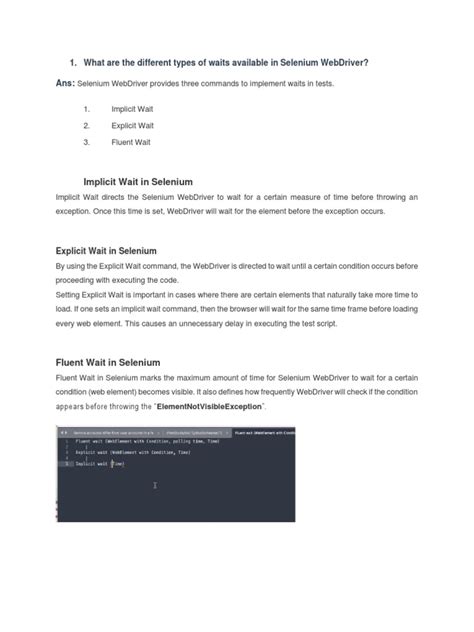 implicit wait in selenium 1 what are the different types of waits