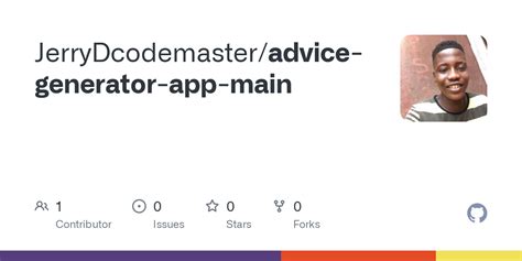 GitHub JerryDcodemaster Advice Generator App Main
