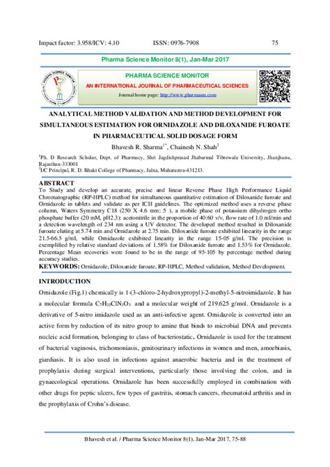 Analytical Method Validation And Method Development For Simultaneous