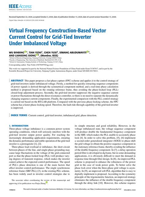 Pdf Virtual Frequency Construction Based Vector Current Control For Grid Tied Inverter Under