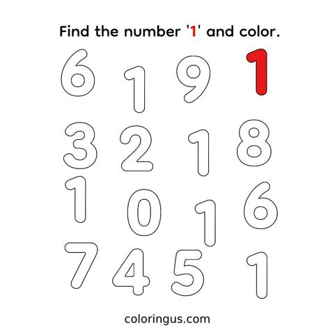 Find Number 1 Worksheet Coloring Page Free Printable Pdf