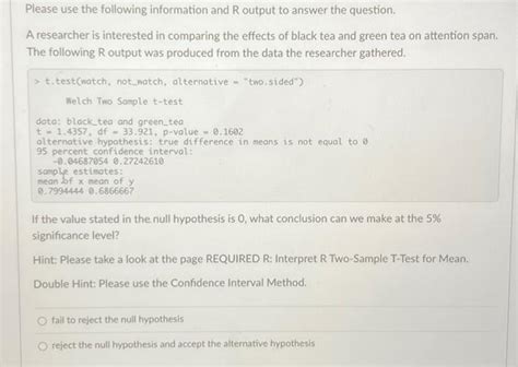 Solved Please Use The Following Information And R Output To Chegg