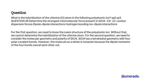 Solved What Is The Hybridization Of The Chlorine Ci Atom In The