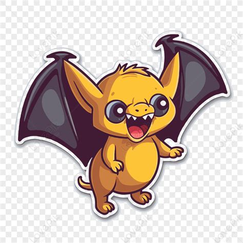 작은 노란색 박쥐 스티커 일러스트 벡터상표 Png 일러스트 무료 다운로드 Lovepik
