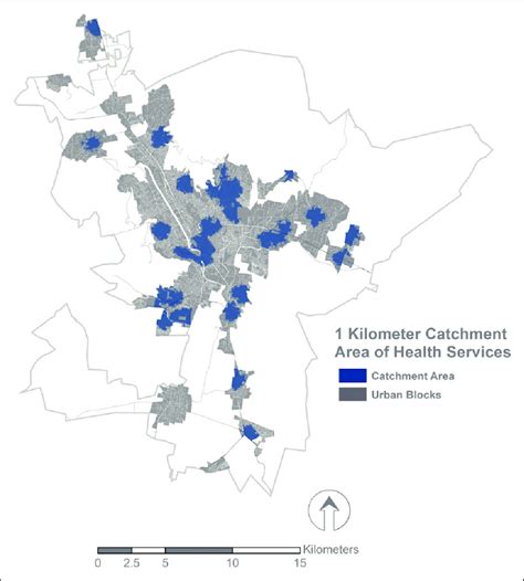 Population Density And Catchment Area Of 1000 Metres For Primary Download Scientific Diagram
