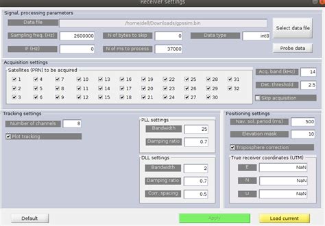 Regarding The Intermediate Frequency IF And Sampling Frequency Values Of Generated GPSSIM Bin
