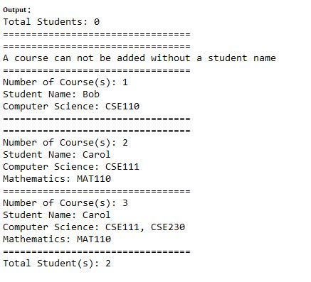 Solved Question Write The Student Class With The Required Chegg
