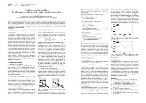 Pdf Precision Ray Tracing Procedure For Inhomogeneous Refractive Index Media With Discrete