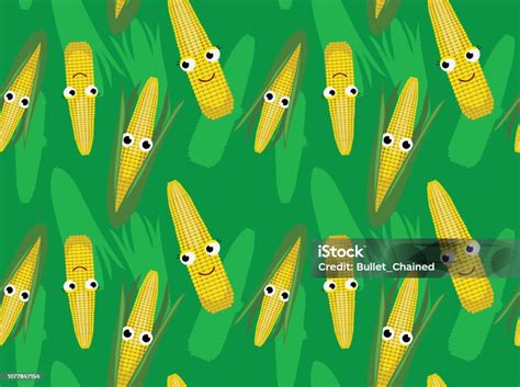 Cute Sweet Corn Cartoon Background Seamless Wallpaper Stock