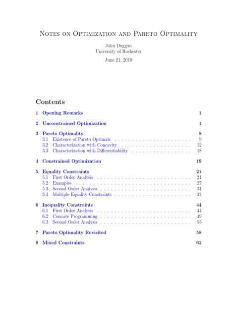 Pdf Notes On Optimization And Pareto Optimality Dokumen Tips