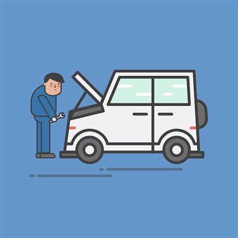 자동차 차고 벡터 세트의 그림 프리미엄 벡터