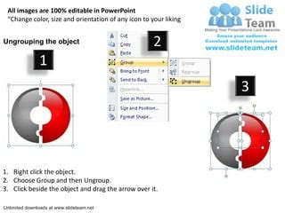 Circular Puzzle Pie Chart With Center Circle 2 And 3 Pieces Power Point Slides And Ppt Diagram