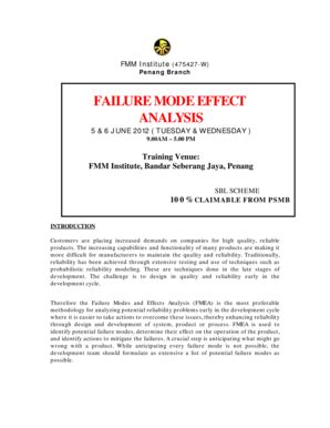 Fillable Online FAILURE MODE EFFECT ANALYSIS Fax Email Print PdfFiller