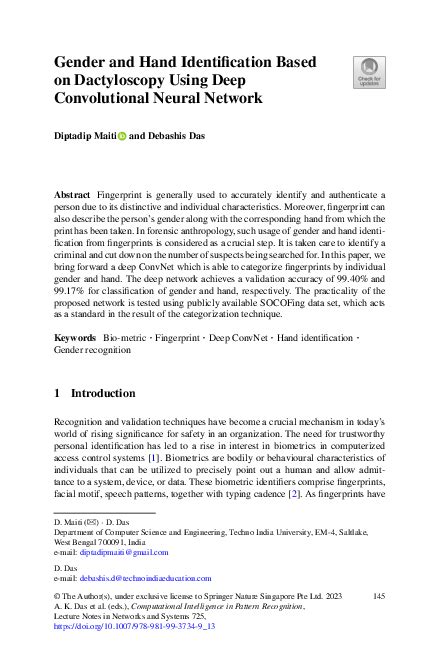 pdf gender and hand identification based on dactyloscopy using deep